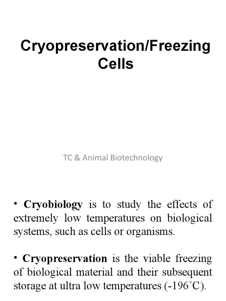 Lec 5 - Cryopreservation - Freezing Cells - v2 | PDF | Freezing | Chemistry