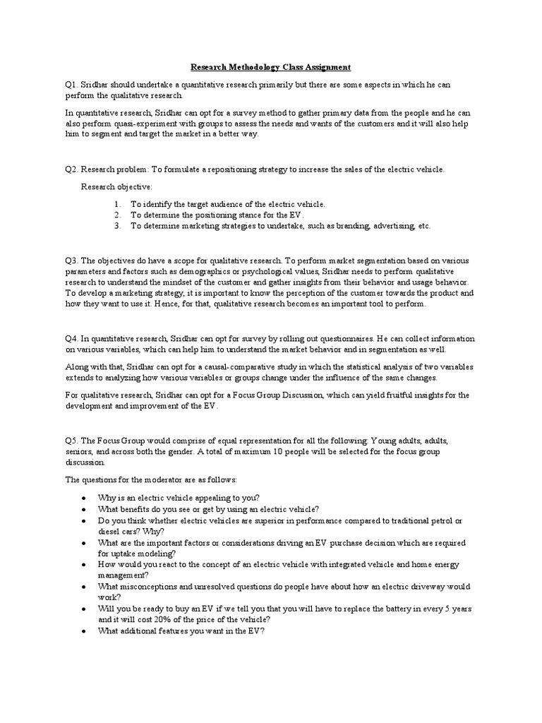 Research Methodology Class Assignment | PDF | Electric Vehicle ...