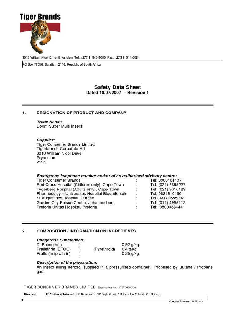Doom Super Multi Insects - Rev 1 | PDF | Personal Protective Equipment ...