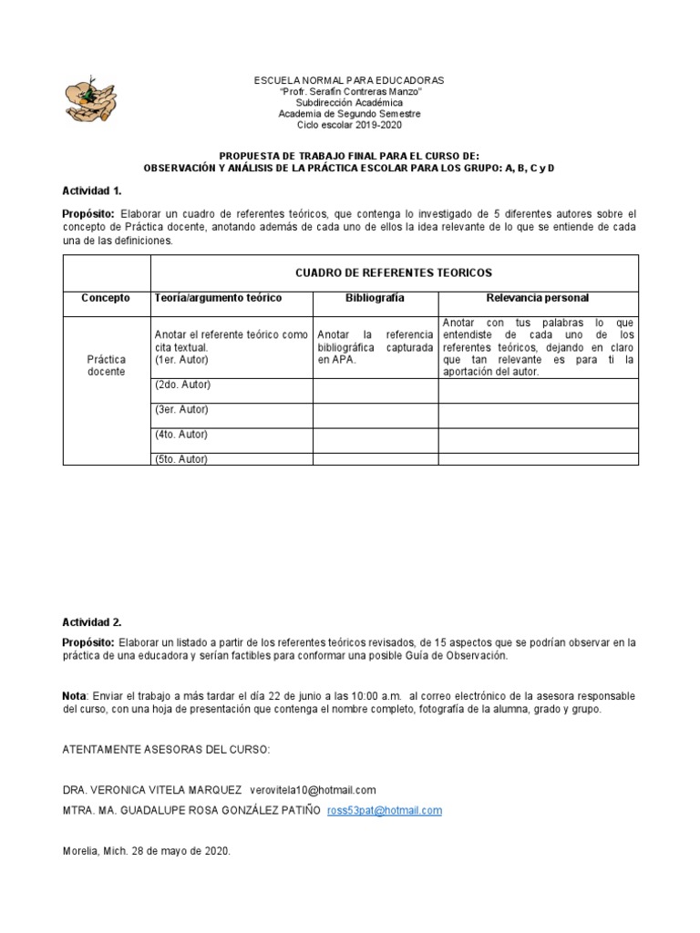 Trabajo Final 2020-Obs.a.p.escolar | PDF