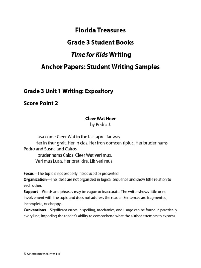 Florida Treasures Grade 3 Student Books Time For Kids Writing Anchor ...