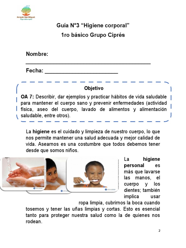 Cs Naturales Guía N°3 1ro Vida Saludable (Higiene) | PDF