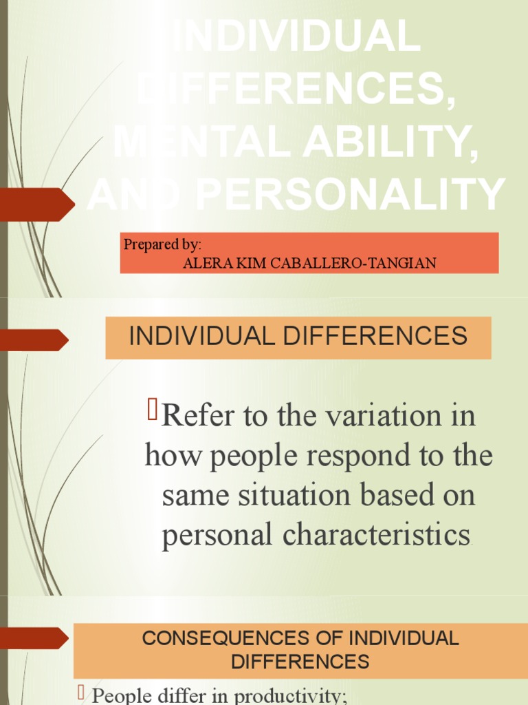 Individual Differences, Mental Ability, and Personality | PDF ...