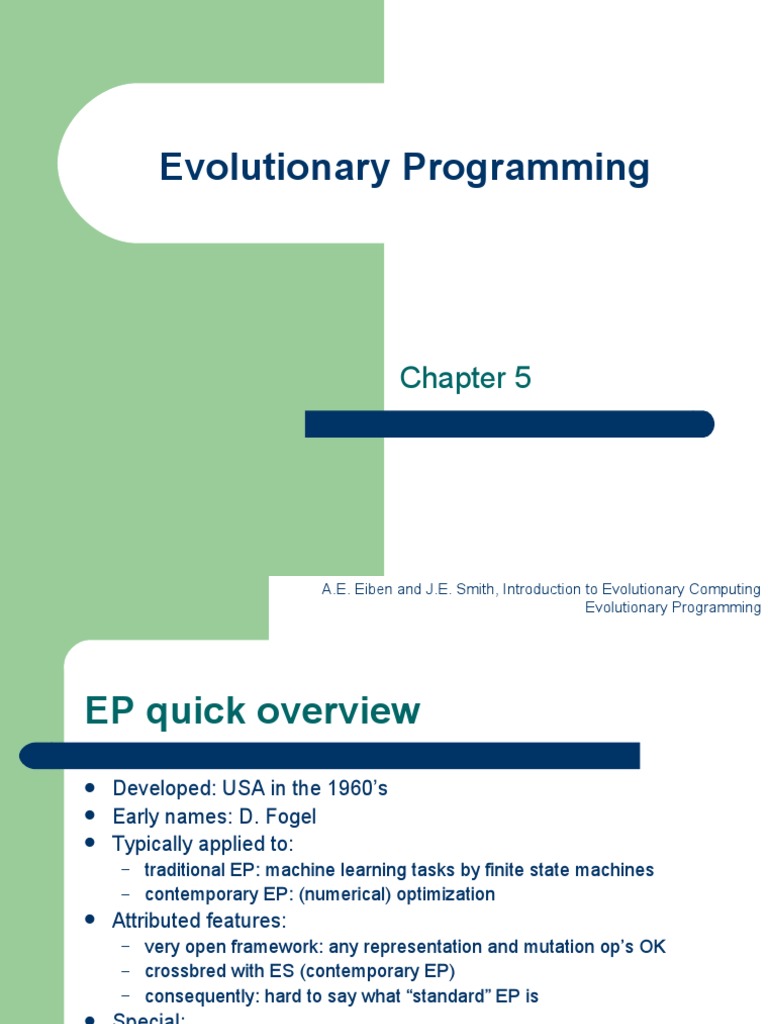 Evolutionary Programming | PDF | Evolution | Variance