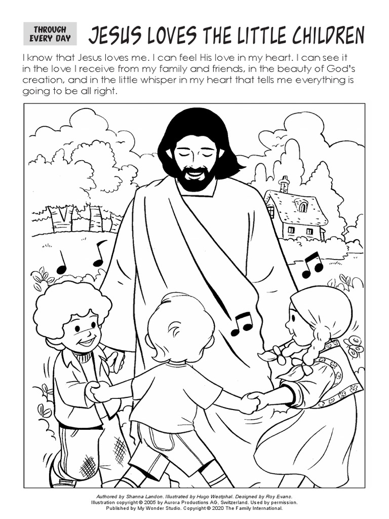 Coloring Page: Through Every Day: Jesus Loves The Little Children | PDF