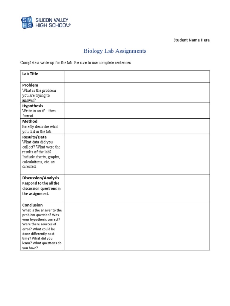 Biology Lab Report Template | PDF