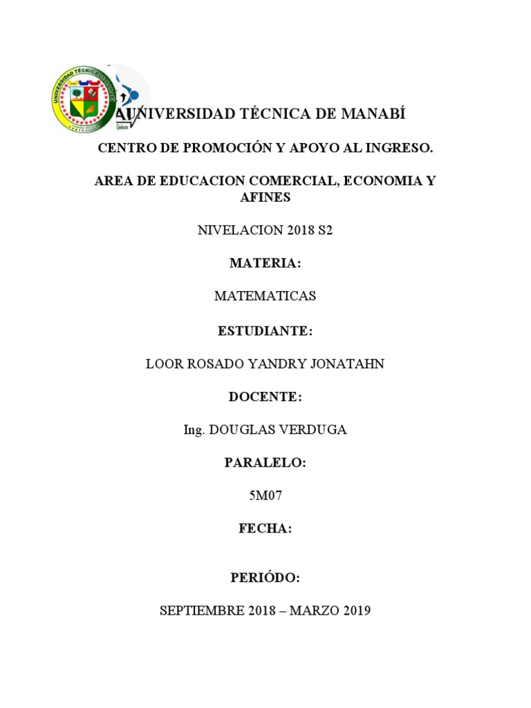 Carátula Matemáticas Superior UTM | PDF