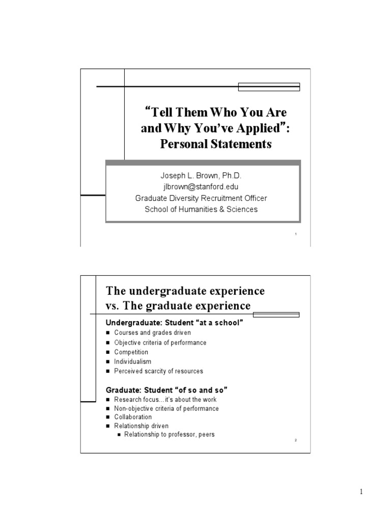 Stanford Personal Statements PDF | PDF | Graduate School | Behavioural Sciences