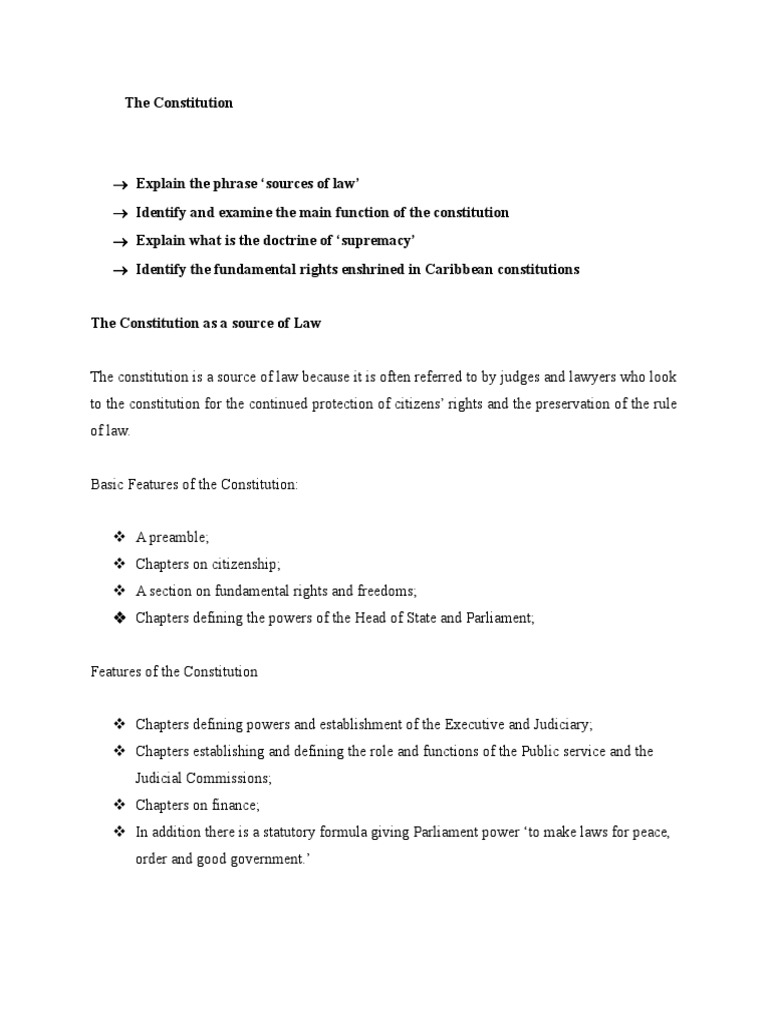 CAPE LAW Constitution Notes | PDF | Constitution | Judge