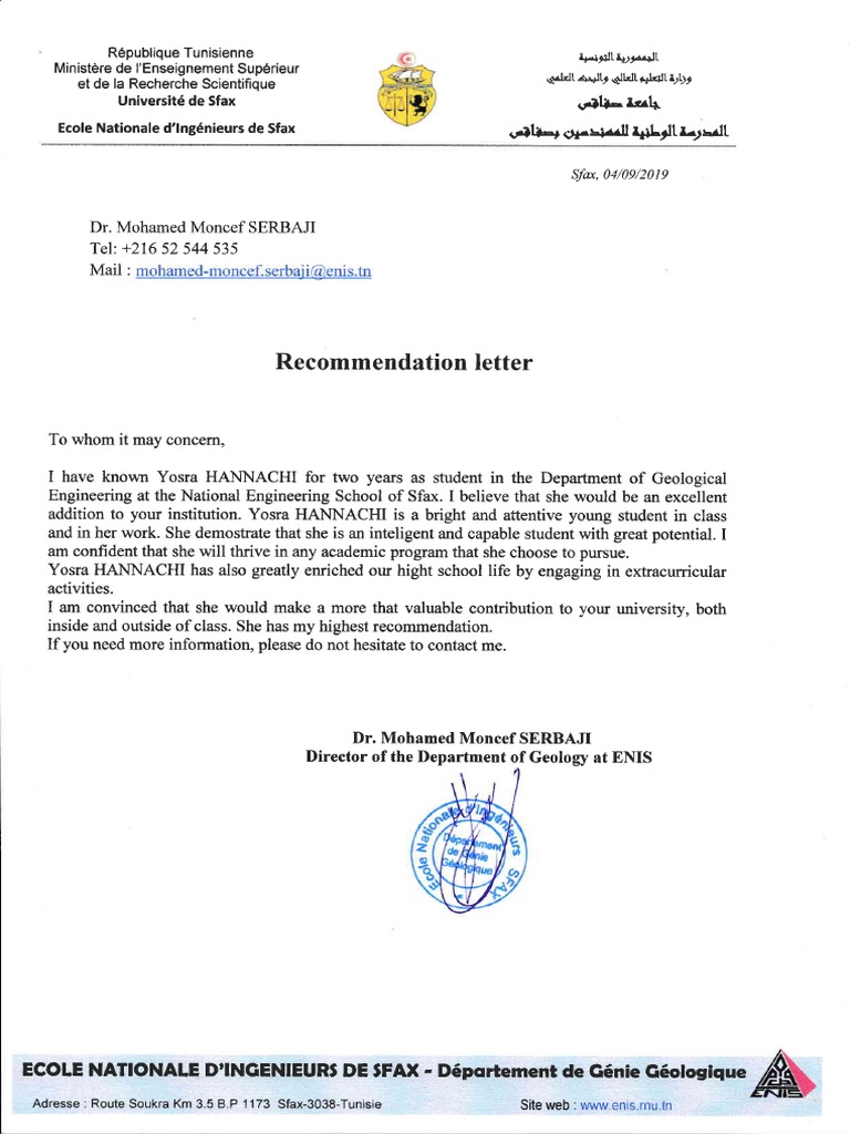 Lettre de Recommandation | PDF