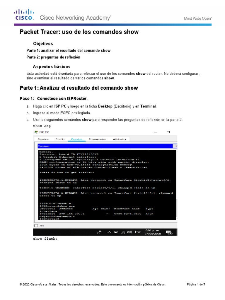 11.3.3.3 Packet Tracer - Using Show Commands | PDF | Enrutador (Computación) | Arquitectura de ...