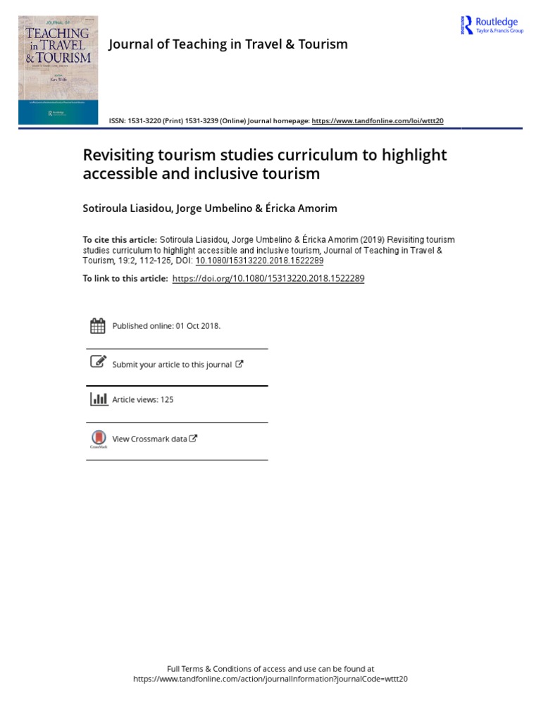 Revisiting Tourism Studies Curriculum To Highlight Accessible and ...