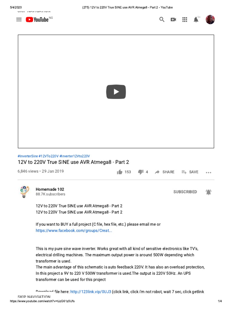 12V To 220V True SINE Use AVR Atmega8 - Part 2 | PDF | Computer ...