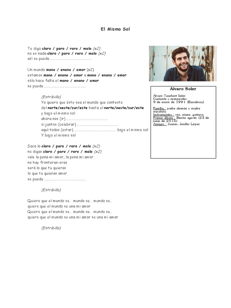 Alvaro Soler El Mismo Sol | PDF