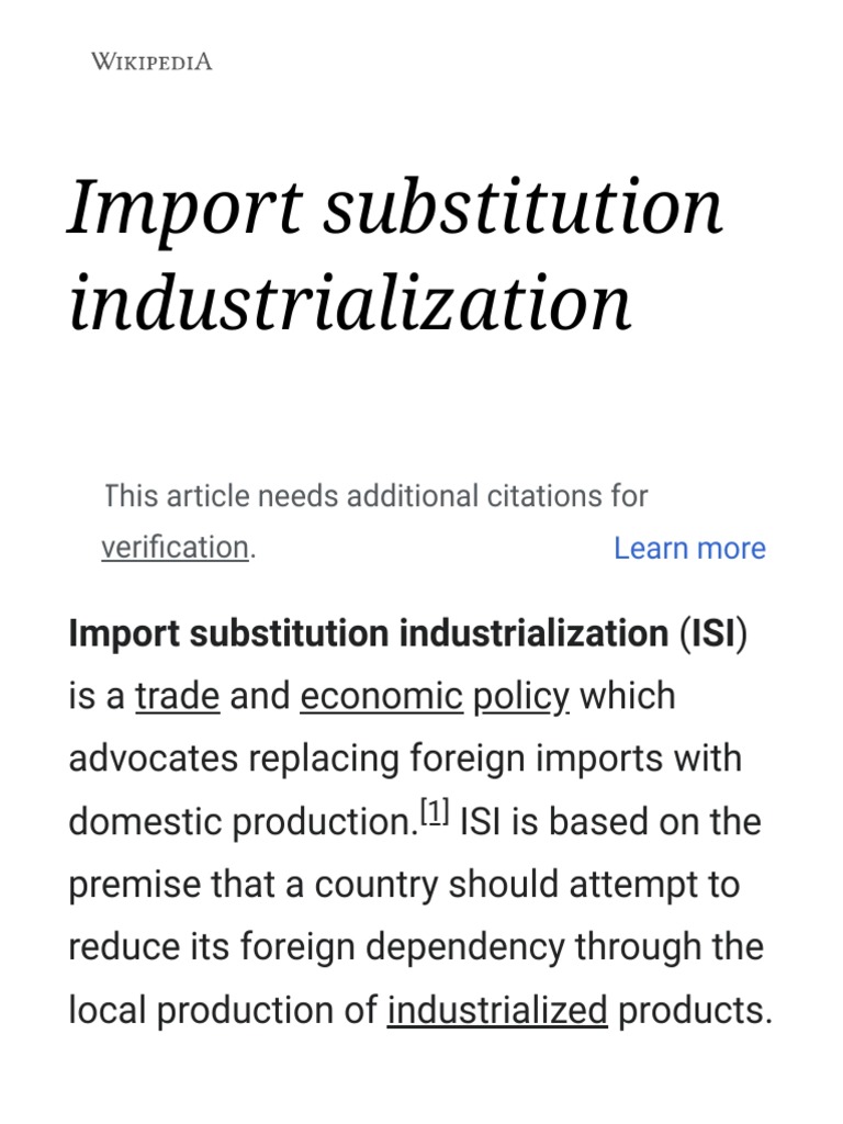 Import Substitution Industrialization - Wikipedia | PDF | Policy ...