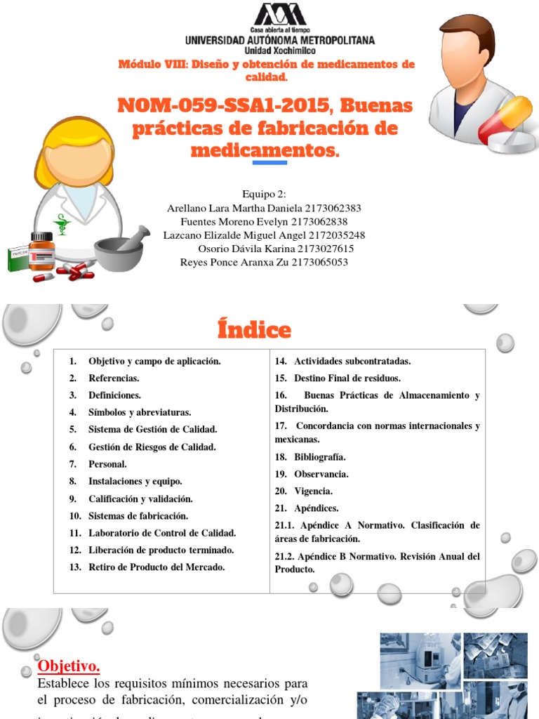NOM 059 SSA1 2015 - Equipo - 2 | PDF | Farmacia | Calidad (comercial)
