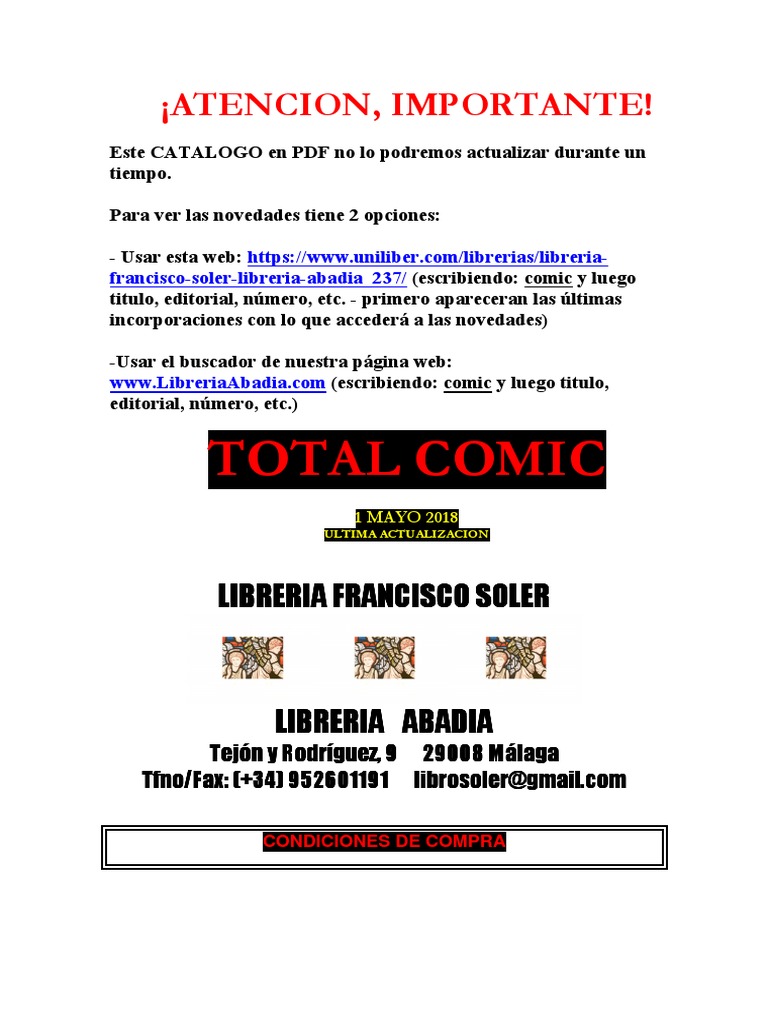 Catálogo de Cómics en PDF 2018 | PDF | Cómics | Medios