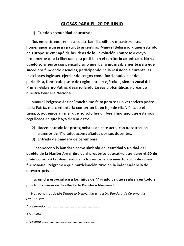 Glosas para El 20 de Junio | PDF | Argentina | Nacionalismo