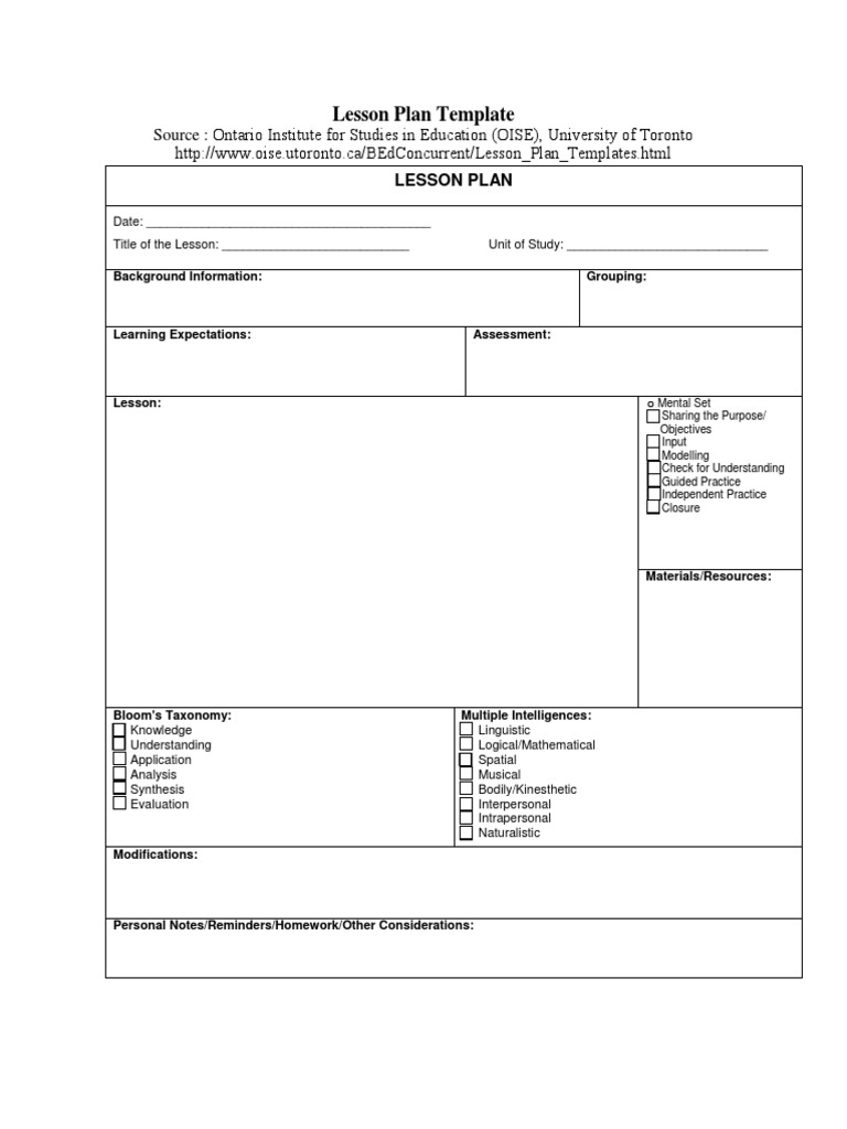 Lesson-Plan Template B | PDF