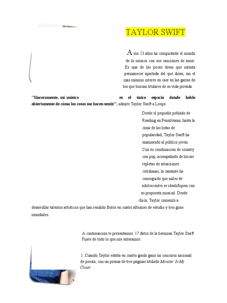 La historia de éxito de Taylor Swift: de pequeña población a estrella ...