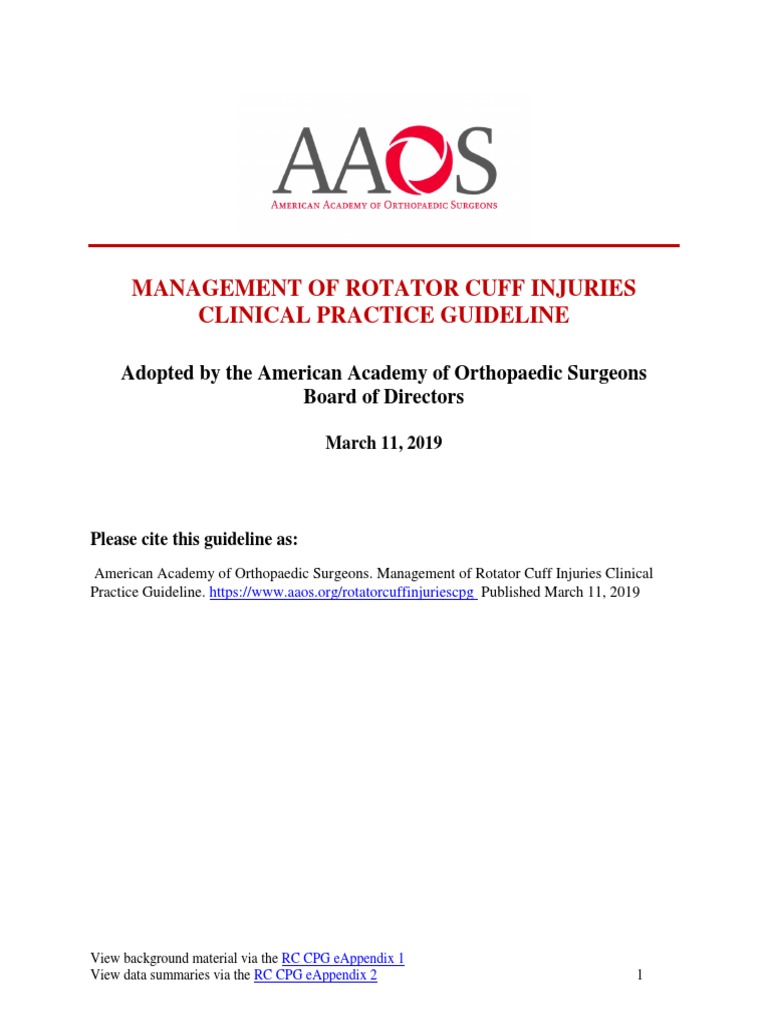 Rotator - Cuff - CPG - Final AAOS 2019 | PDF | Systematic Review ...