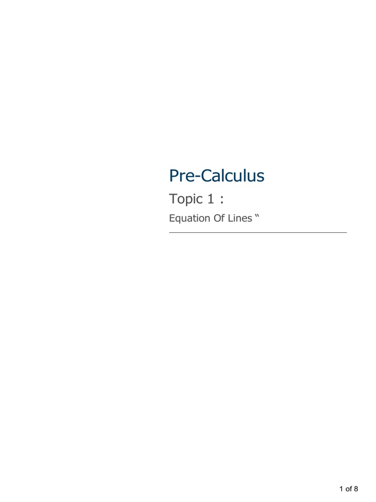 Pre-Calculus: Topic 1 | PDF | Precalculus | Cartesian Coordinate System