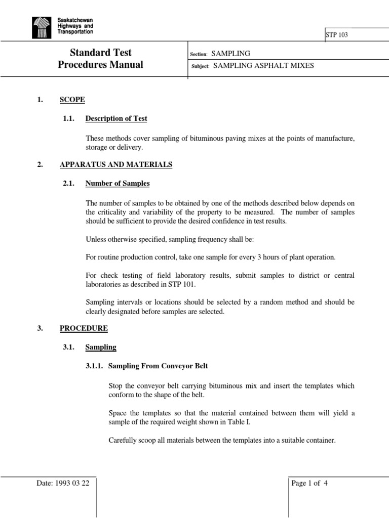 SOP For Sampling On Paver | PDF | Asphalt | Sampling (Statistics)