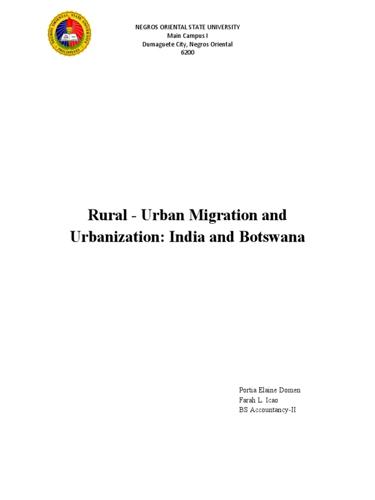 Rural - Urban Migration and Urbanization: India and Botswana | PDF ...