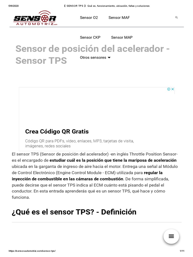 SENSOR TPS 】 Qué es, funcionamiento, ubicación, fallas y soluciones ...