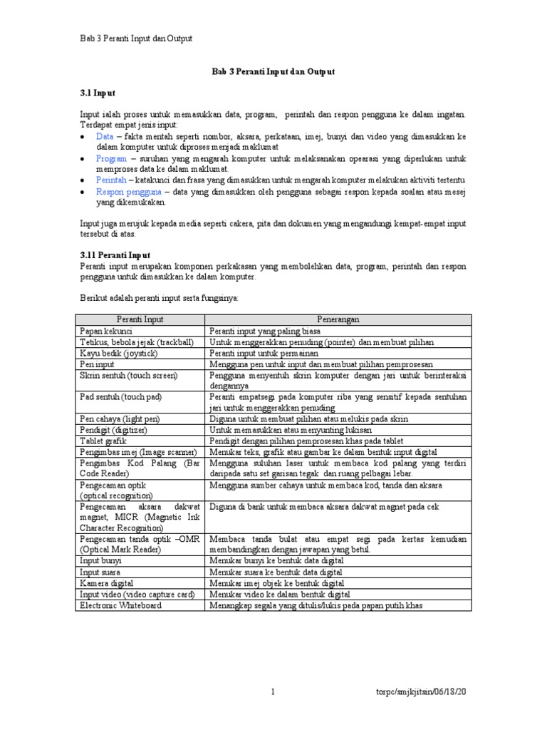 Bab 03 Peranti Input Dan Output | PDF