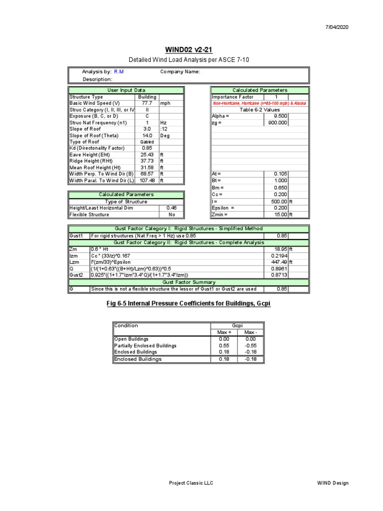 WIND02 v2-21: Detailed Wind Load Analysis Per ASCE 7-10 | PDF | Wound ...