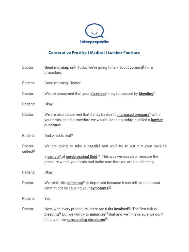Lumbar Puncture Consent Explained | PDF | Medicine | Clinical Medicine