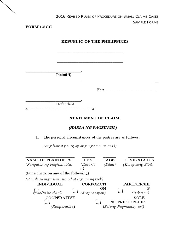 Small Claims Case Forms Guide | PDF | Lawsuit | Affidavit