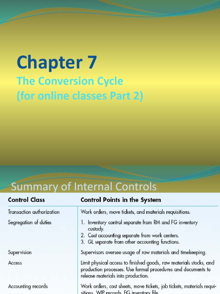 The Conversion Cycle (For Online Classes Part 2) | PDF | Internal Control | Warehouse