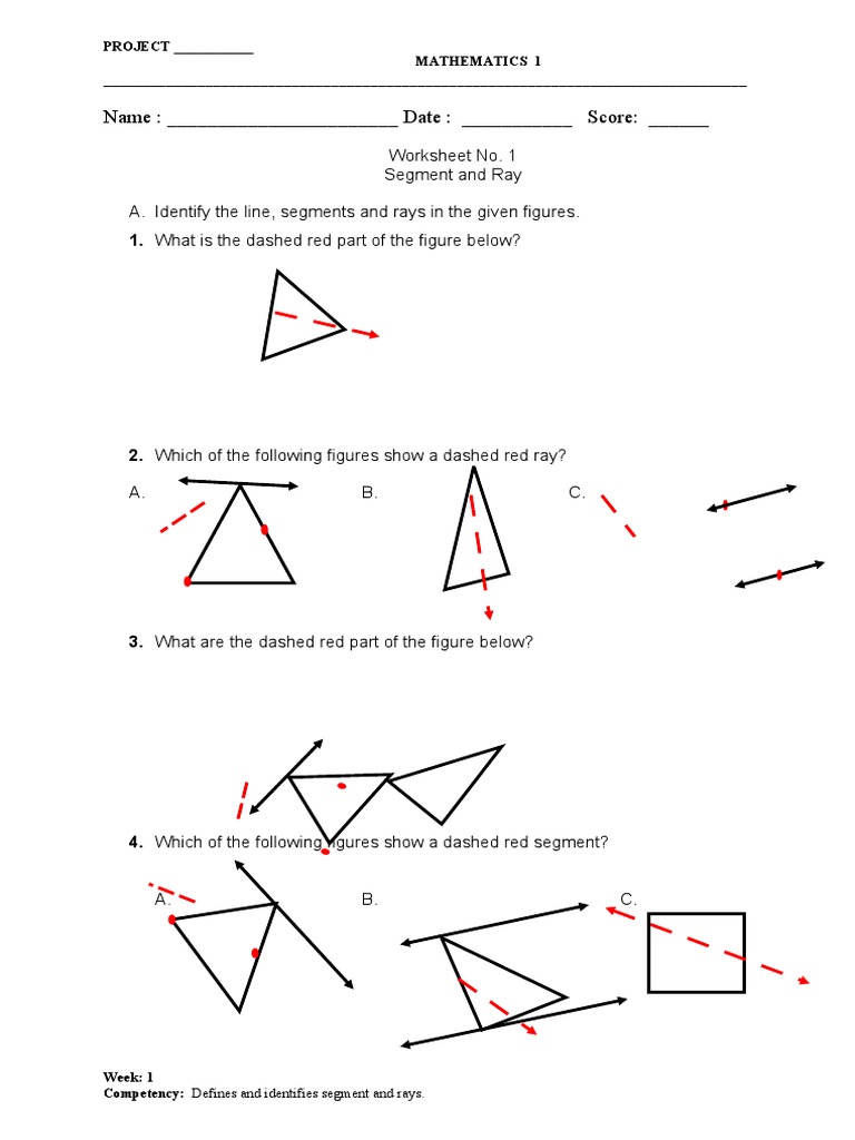Activity Sheet 1 Line Segments and Rays Grade 7 | PDF