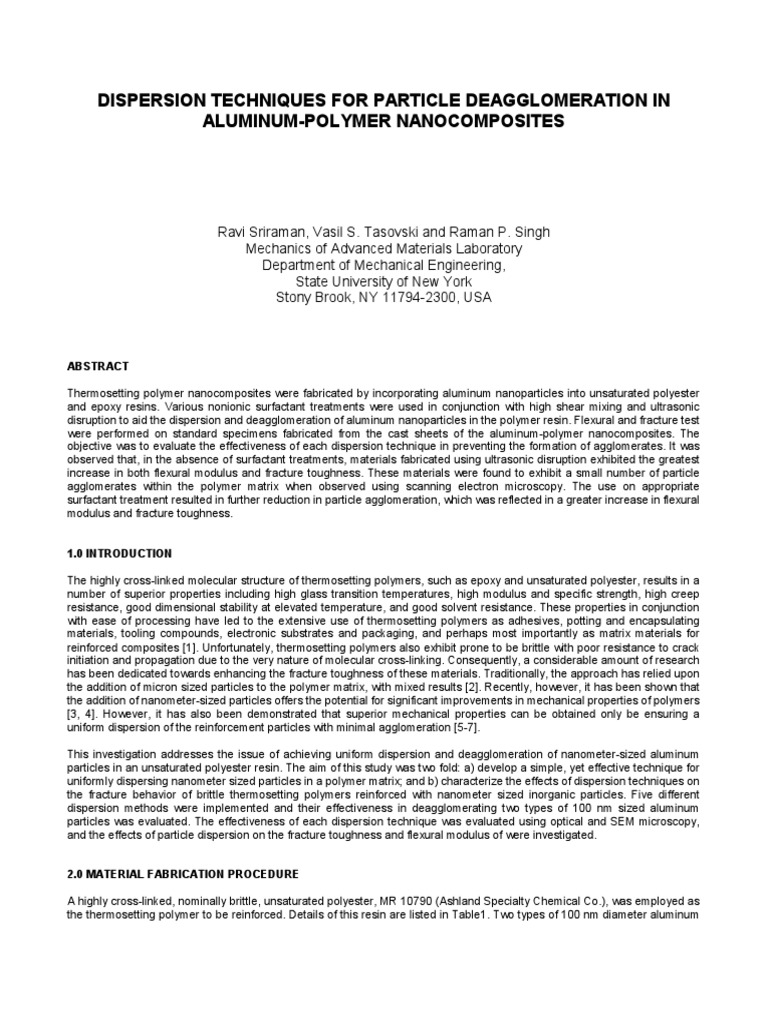 2003 SEM Ann Conf s56p05 Dispersion Techniques Particle Deagglomeration ...