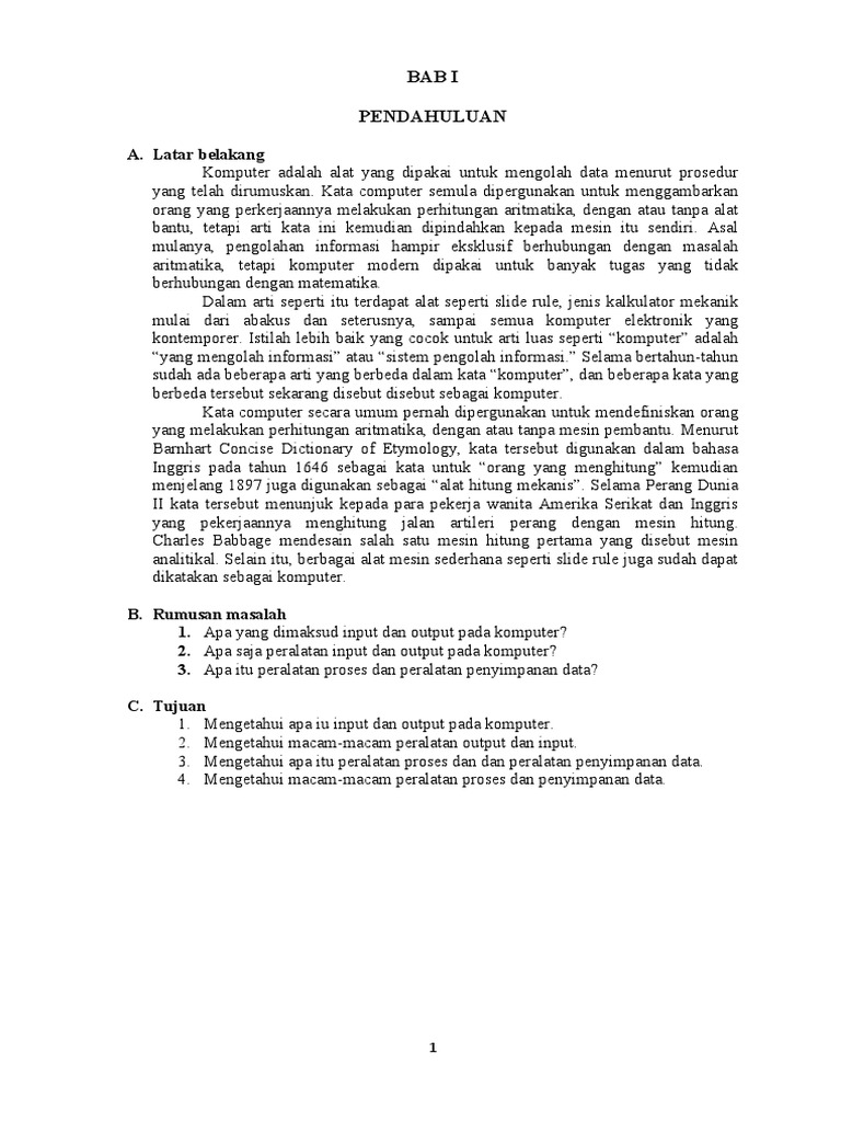 MAKALAH Input Output Proses Dan Penyimpanan Komputer | PDF | Komputer