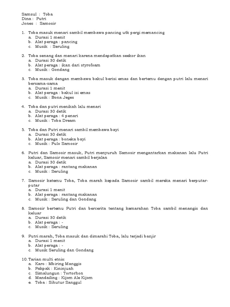 Sendra Tari Legenda Danau Toba | PDF | Seni