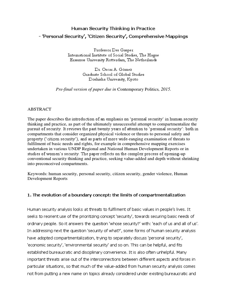 Human Security Thinking in Practice | PDF | Human Security | Violence