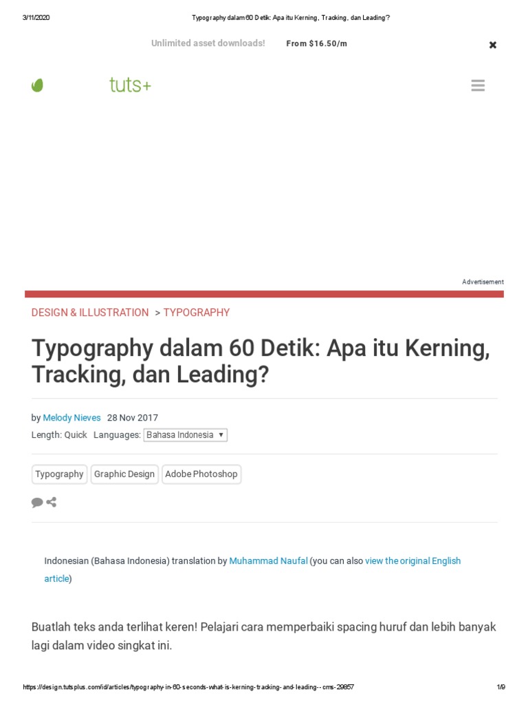 Typography Dalam 60 Detik - Apa Itu Kerning, Tracking, Dan Leading - PDF | PDF