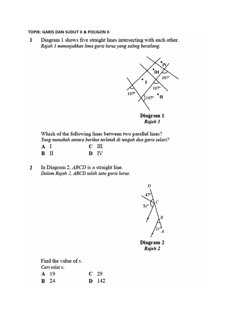 Latihan Sudut, Poligon Dan Bulatan