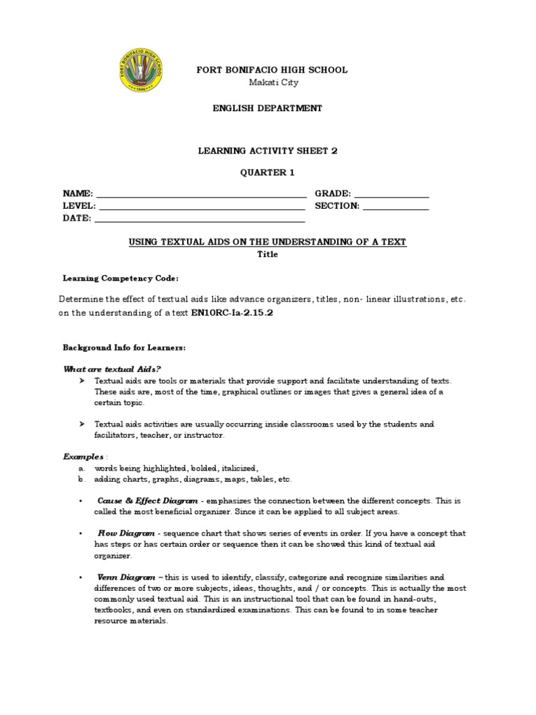 Learning Activity Sheet 2 (1st Quarter) | PDF | Graphics | Concept