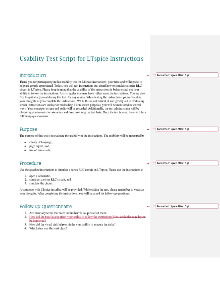 Usability Test Script Track Changes | PDF | Usability | Neuropsychology