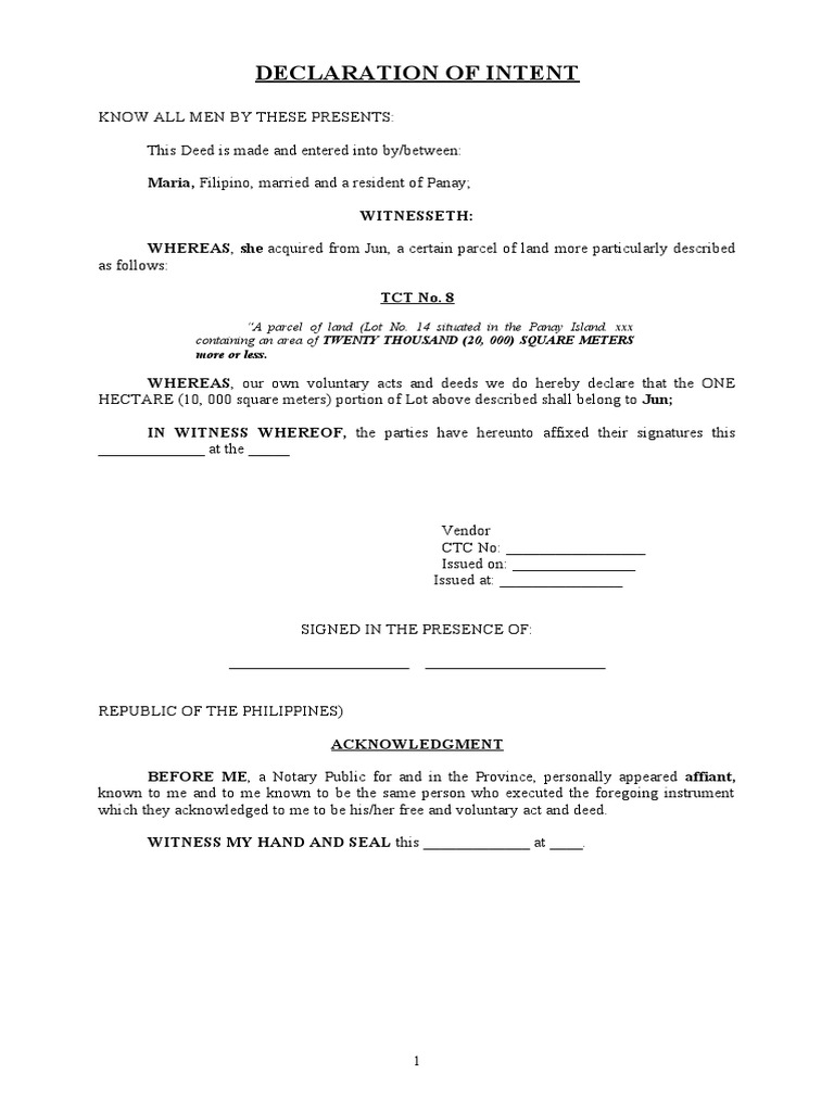 Declaration of Intent To Sell | PDF