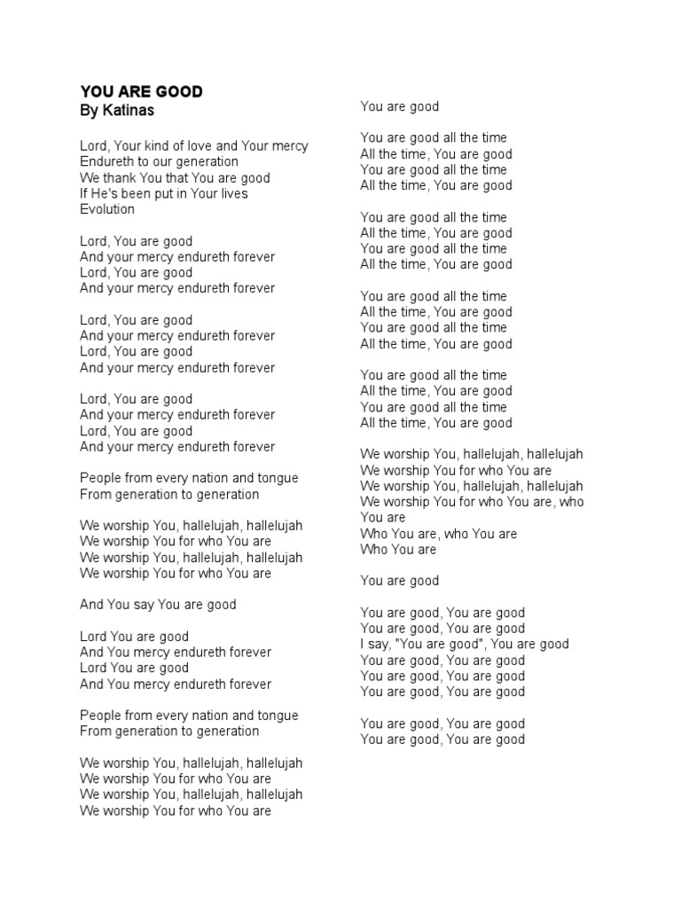 By Katinas: You Are Good | PDF