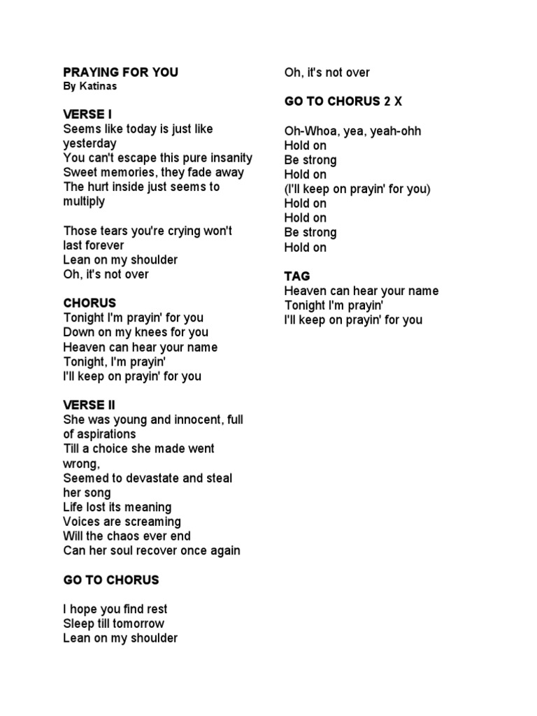 Praying For You Go To Chorus 2 X: by Katinas | PDF