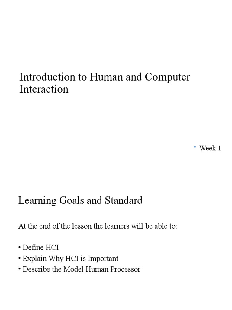 Week 1 - Introduction To HCI | PDF | Human–Computer Interaction | User ...