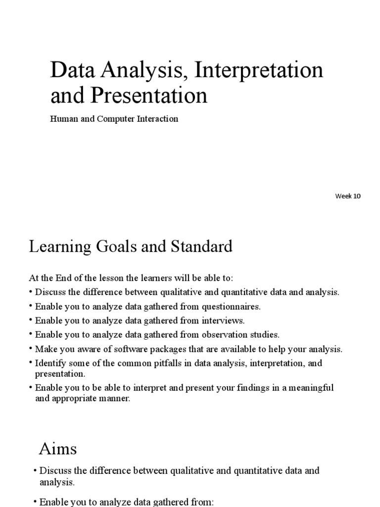 Week 10 - Data Analysis, Interpretation and Presentation | PDF ...