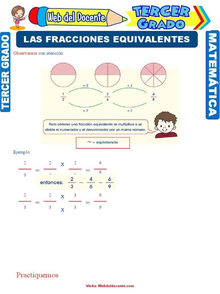 Las Fracciones Equivalentes para Tercer Grado de Primaria | PDF ...