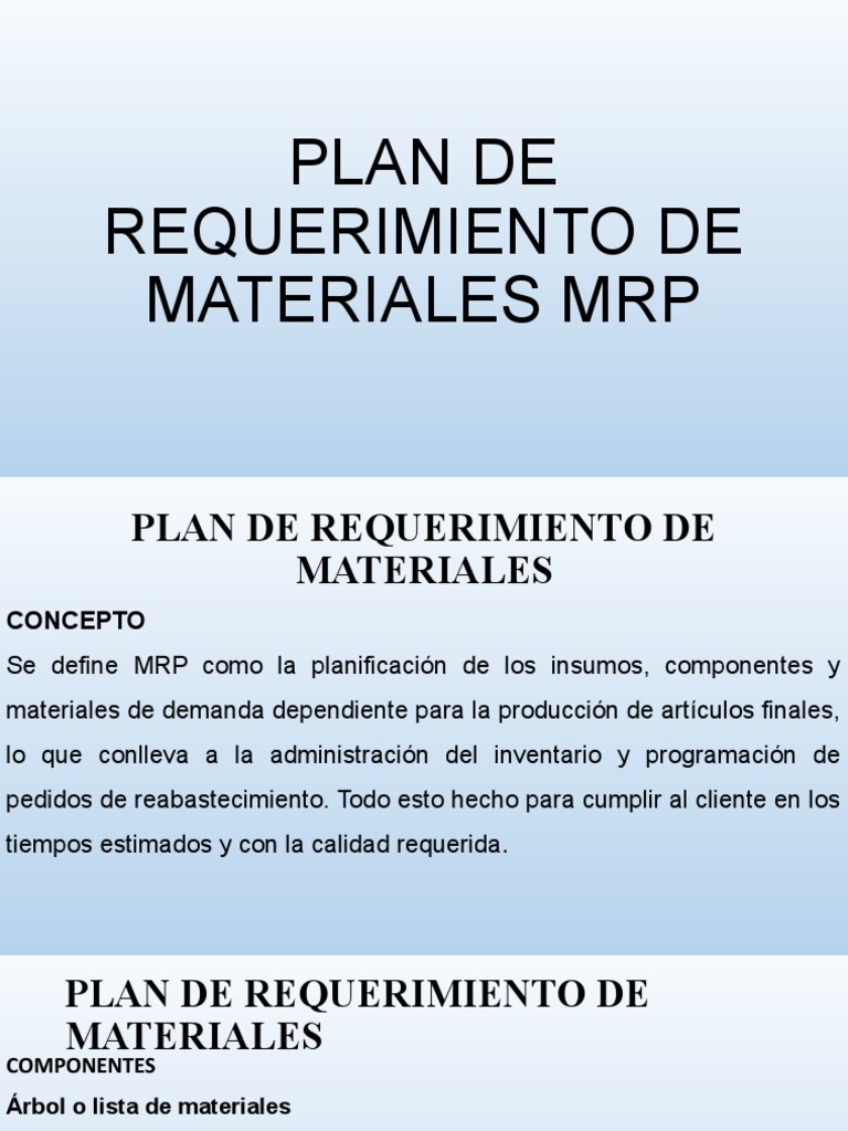 Plan de Requerimiento de Materiales | PDF